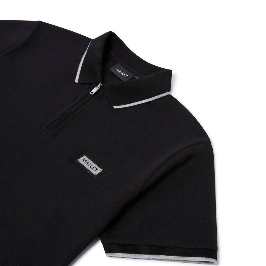 Mallet London Mens Plaque Polo Black Organic
